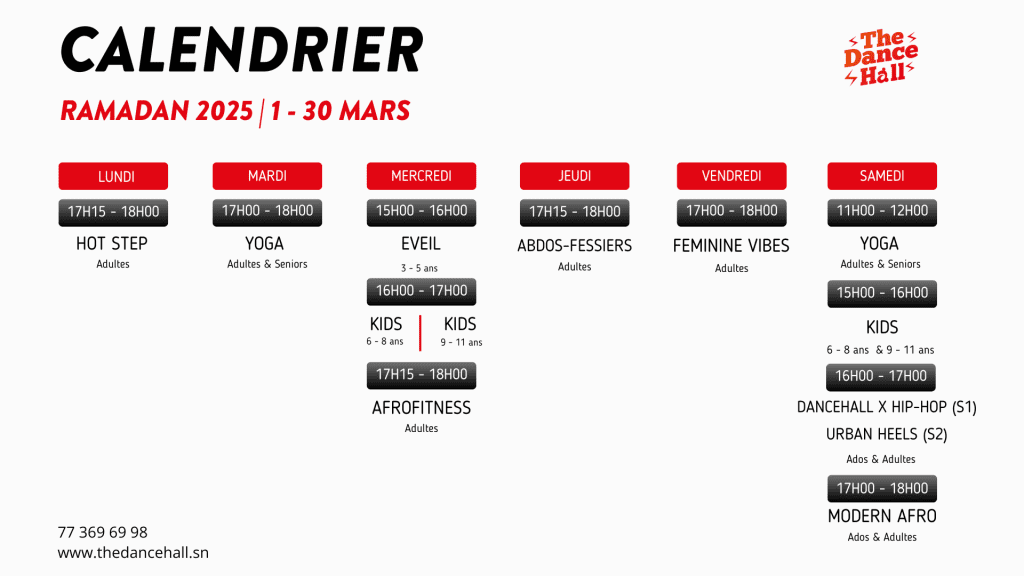 Calendrier Ramadan - The Dance HALL
